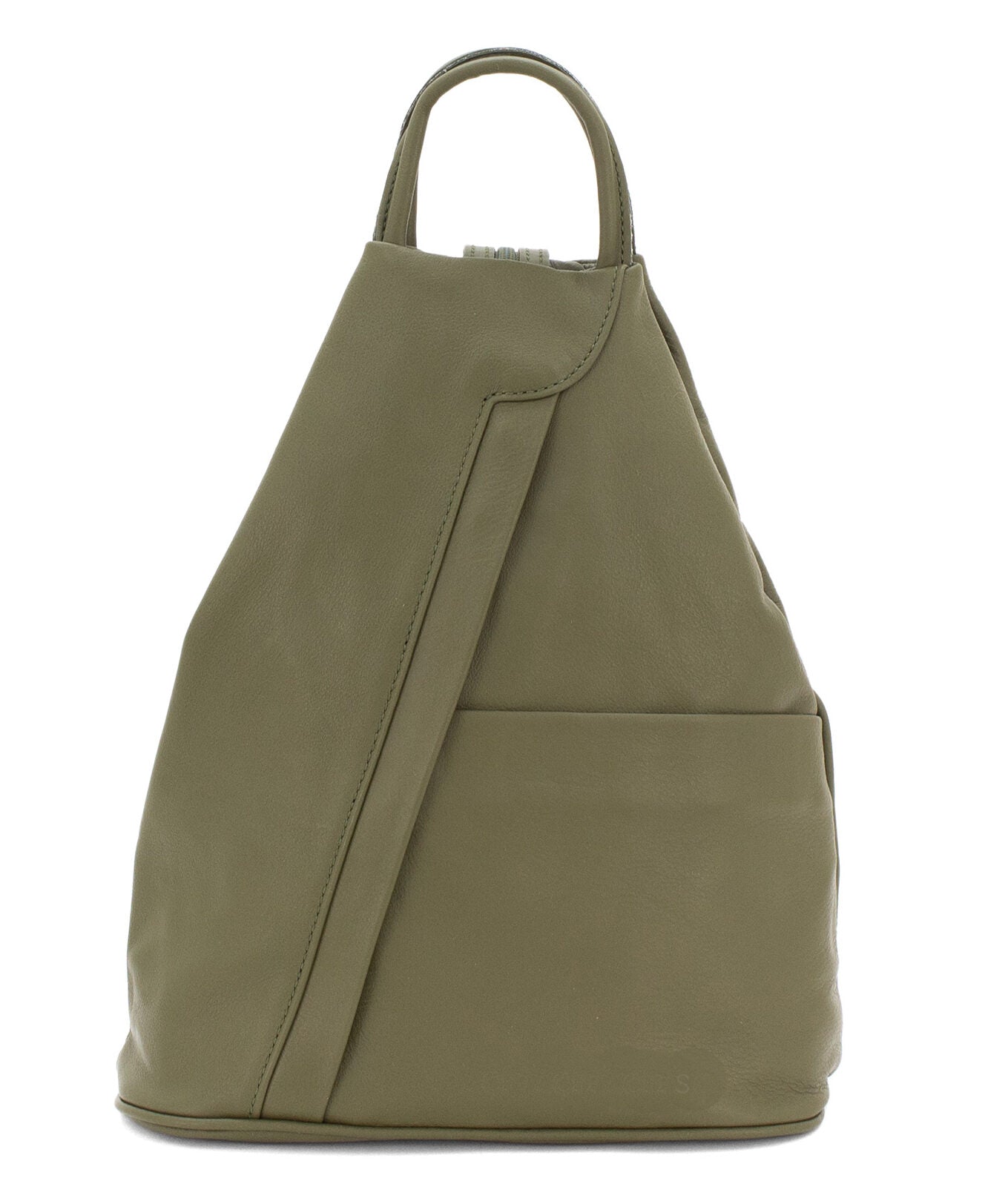 Italian Designer Soft Leather Triangular Backpack Ilaria Olive Green – British D'sire