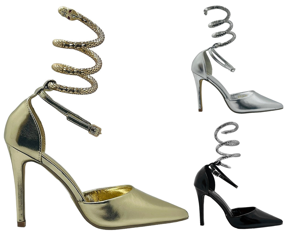 Women's Stiletto Heel Snake Head Spiral Shoes - British D'sire