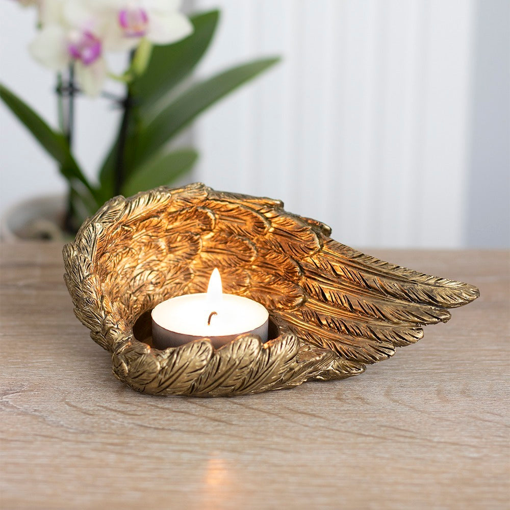 Gold Single Lowered Angel Wing Candle Holder (Online Only) - British D'sire