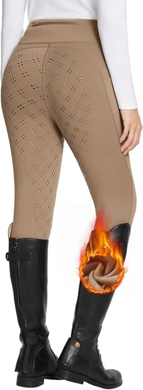 BALEAF Women's Thermal Riding Breeches Full Seat Fleece Lined ...