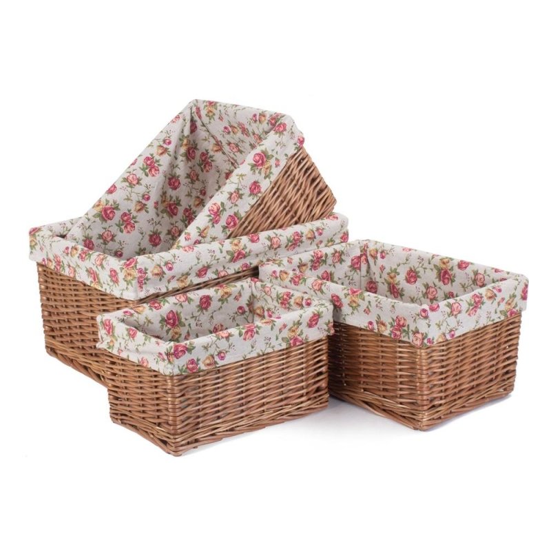 Double Steamed Garden Rose Willow Storage Baskets - British D'sire