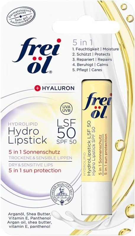 frei öl HydroLipstick SPF 50 - Lip Balm with Hyaluronic & 5 in 1 Sun ...