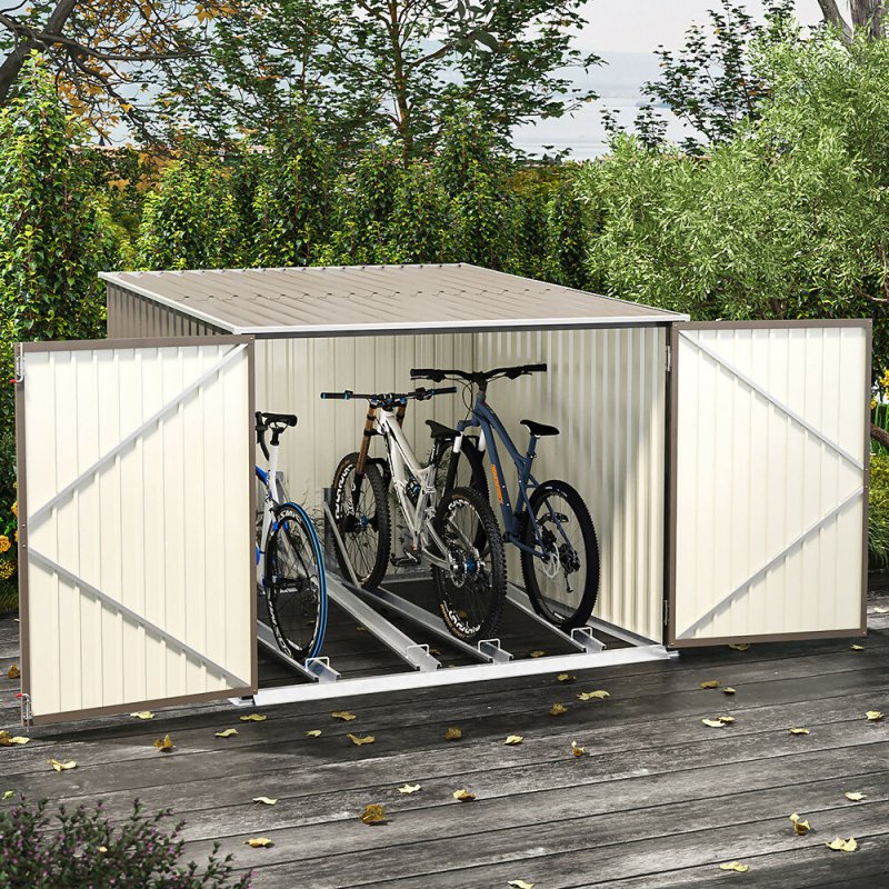 Outdoor Lockable Bike Storage Shed, Grey - British D'sire