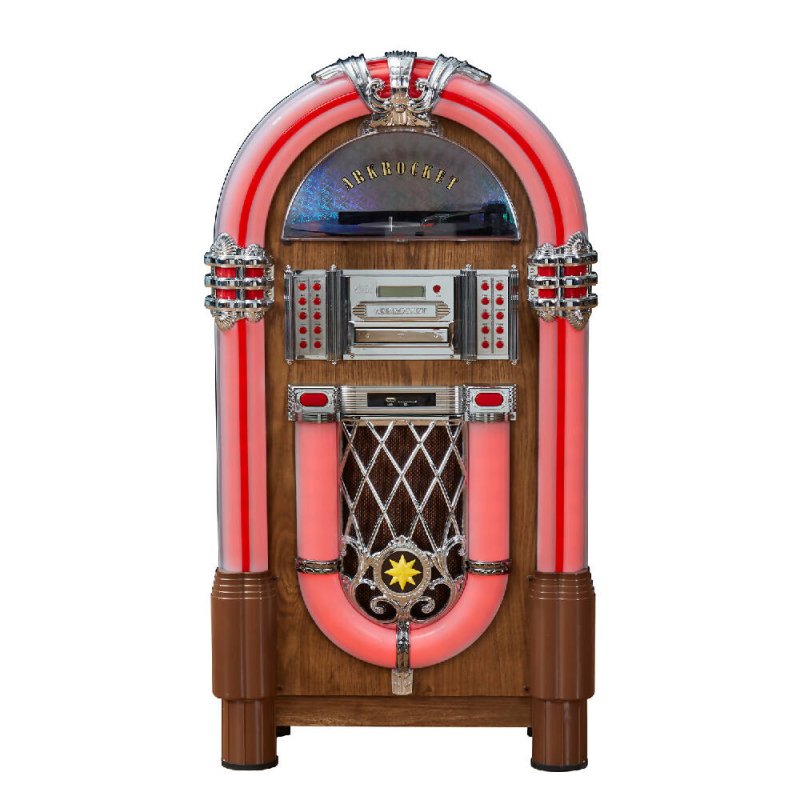 Arkrocket Taurus II Jukebox Vinyl Record Player 42 inch (Dark Oak ...
