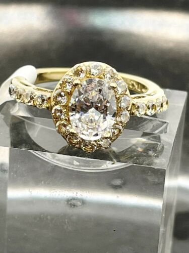 Jewellery Kingdom Details about Ladies gold ring oval cz 2c 18kt steel ...