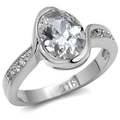 Jewellery Kingdom Ladies Oval Solitaire Bezel Clear 4k Stainless Steel ...