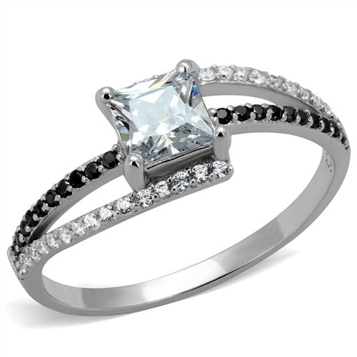 Jewellery Kingdom Ladies Princess Jet Engagement Sterling Silver ...
