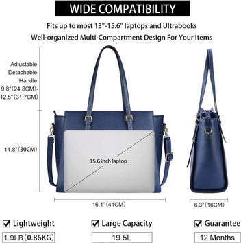 Newhey Women's Blue Shoulder Handbag | PU Leather Laptop Bag – British ...